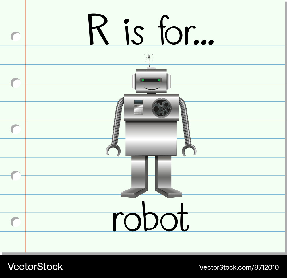 Flashcard letter R is for robot Royalty Free Vector Image