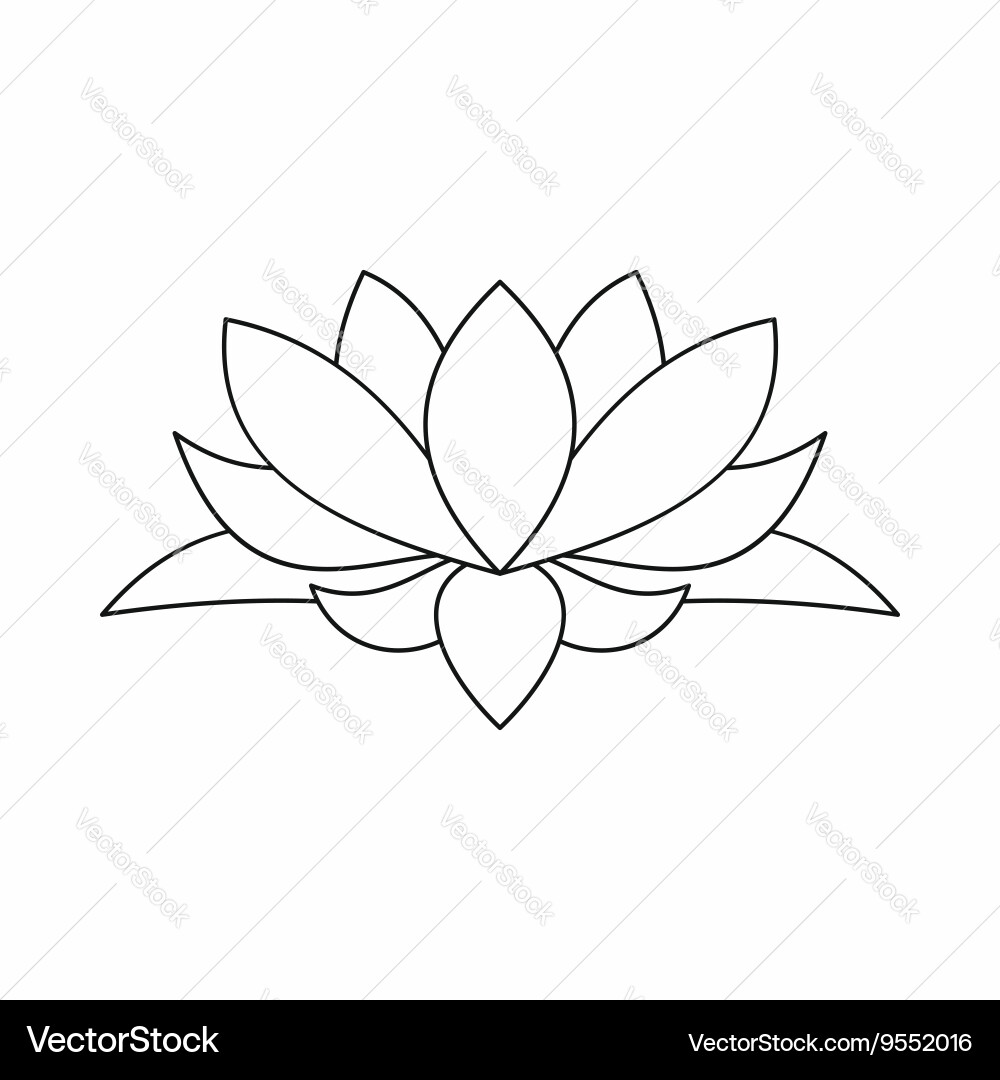 Lotus flower icon outline style Royalty Free Vector Image