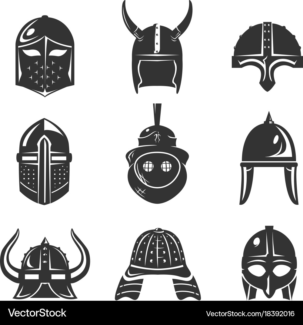 Warrior helmet set Royalty Free Vector Image - VectorStock