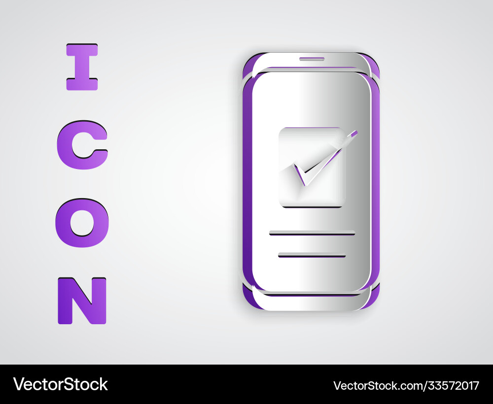 Paper cut smartphone mobile phone icon isolated Vector Image