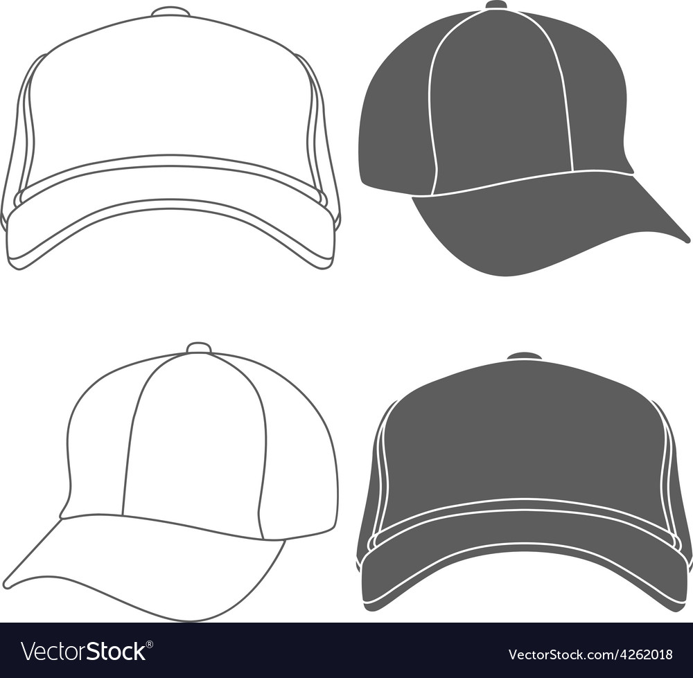Baseball Cap Outline Silhouette Template Isolated Vector Image