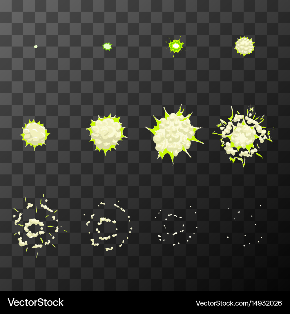 Sprite sheet for cartoon explosion game effect Vector Image