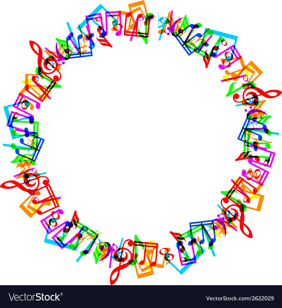 Music notes border frame Royalty Free Vector Image
