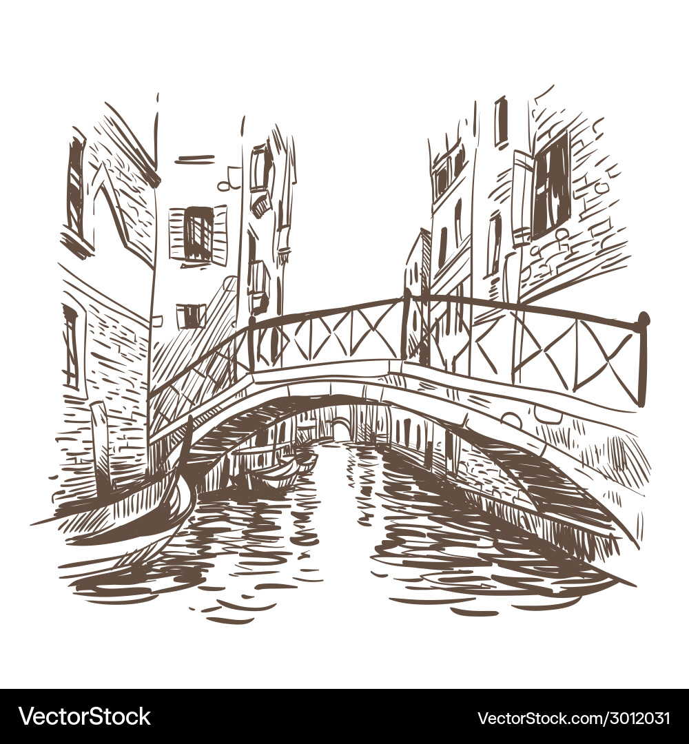 Venice cityscape drawing Royalty Free Vector Image