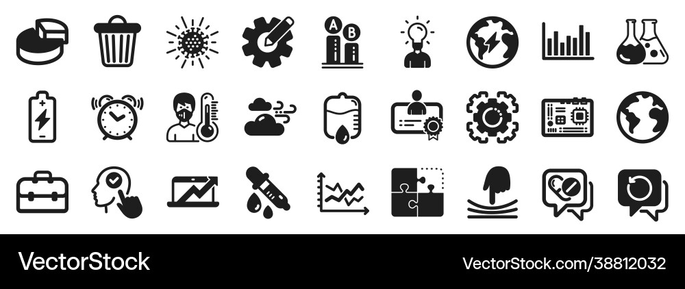 Set science icons such as bar diagram puzzle Vector Image
