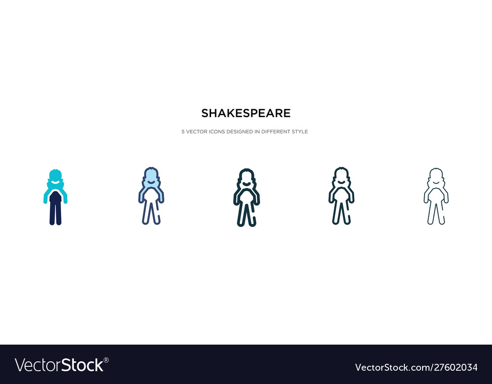 Shakespeare icon in different style two colored Vector Image