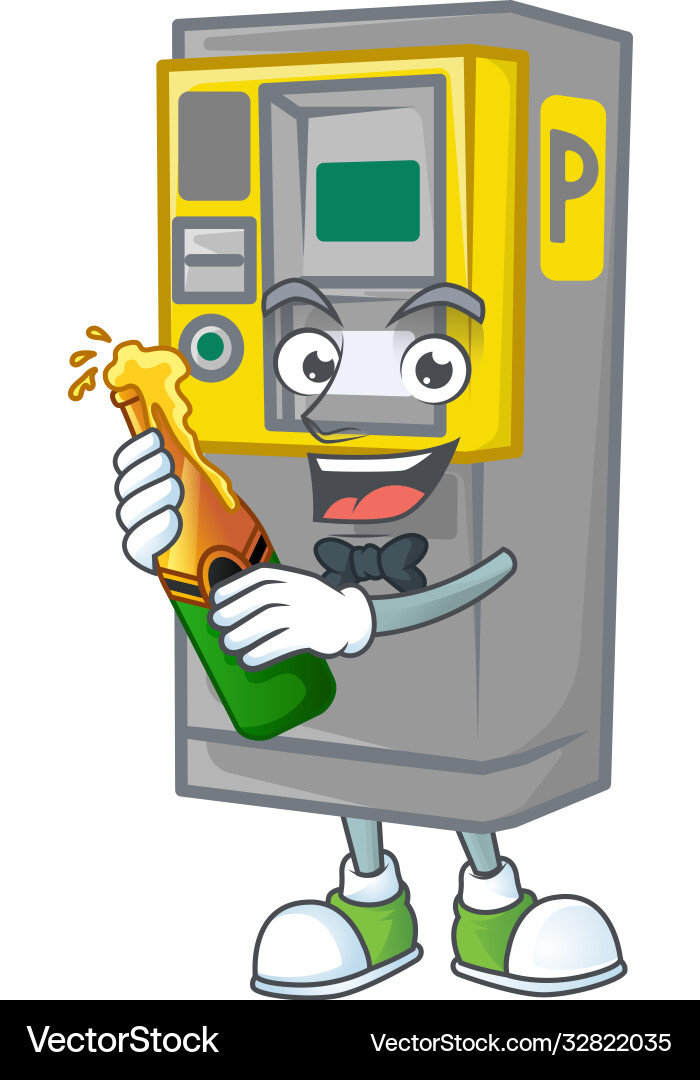 Mascot cartoon design parking ticket machine Vector Image