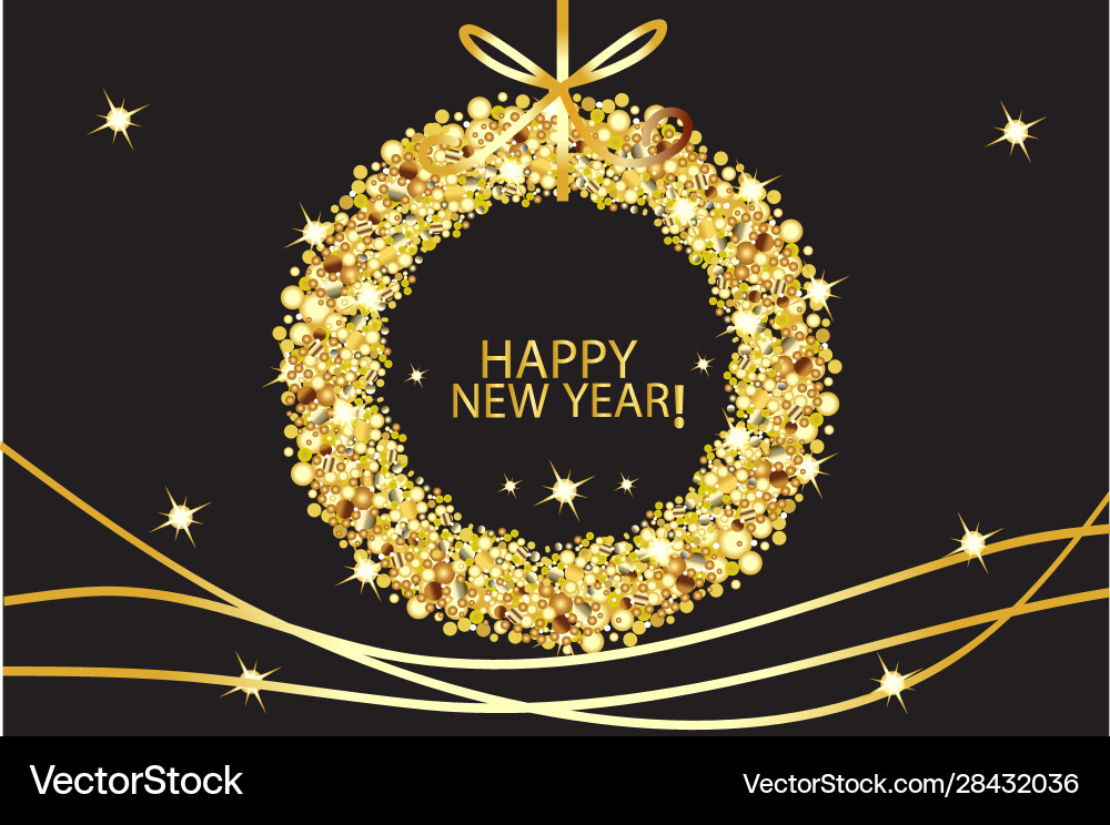 Happy new year glowing gold background Royalty Free Vector