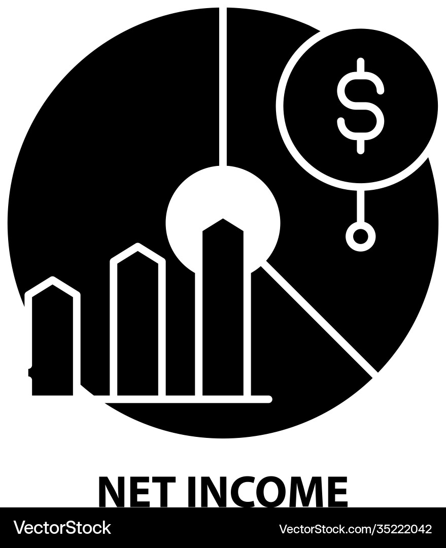 Net income icon black sign with editable Vector Image