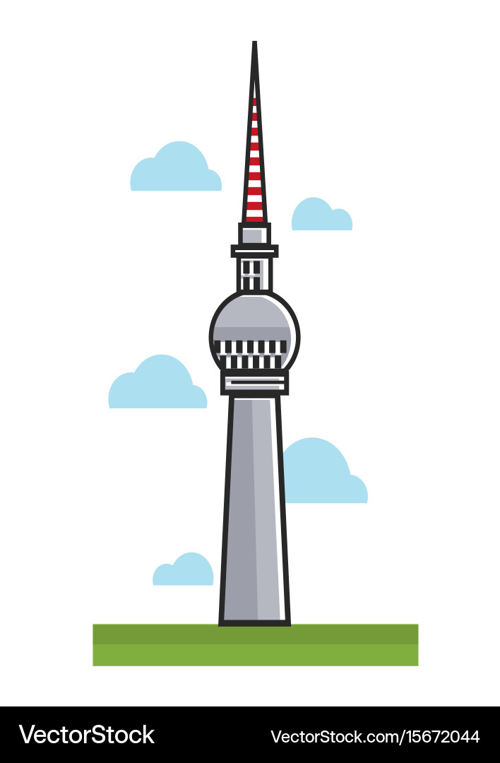 High berlin tv tower among clouds cartoon Vector Image
