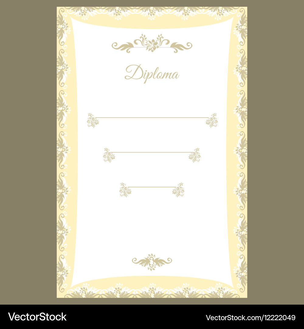 Diploma template or certificate frame border Vector Image