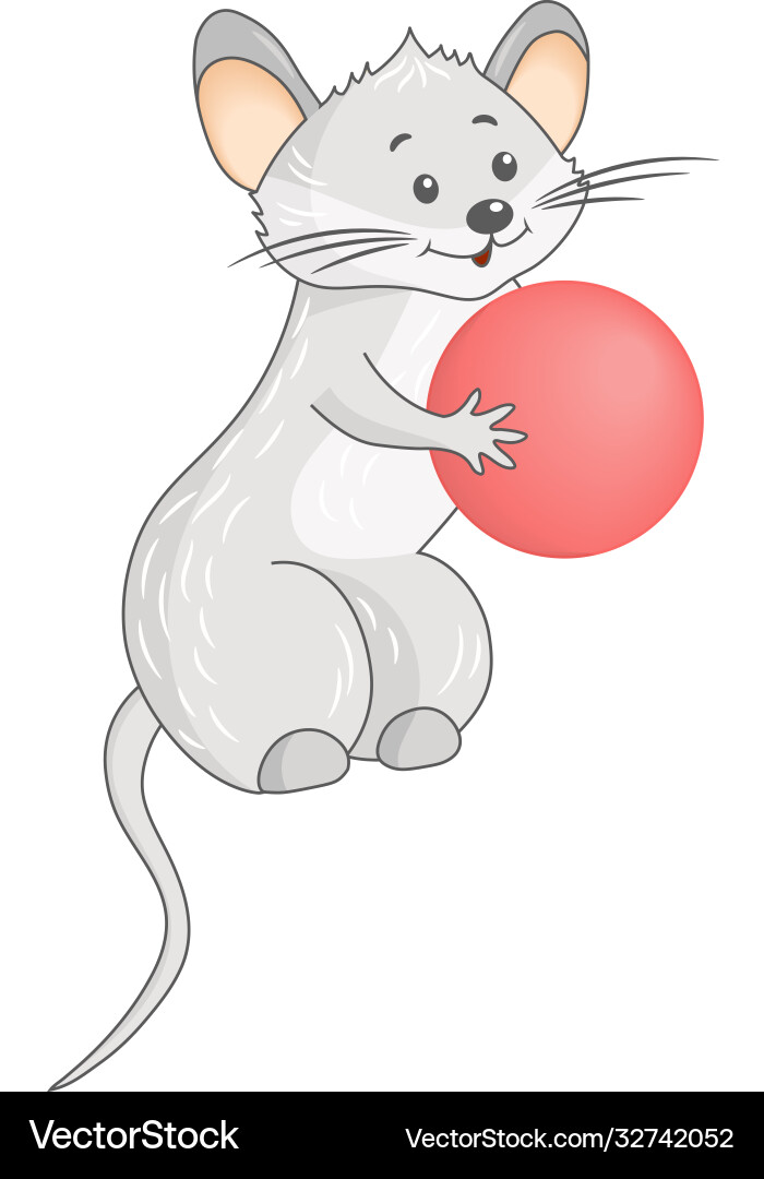 Cute little mouse with ball Royalty Free Vector Image