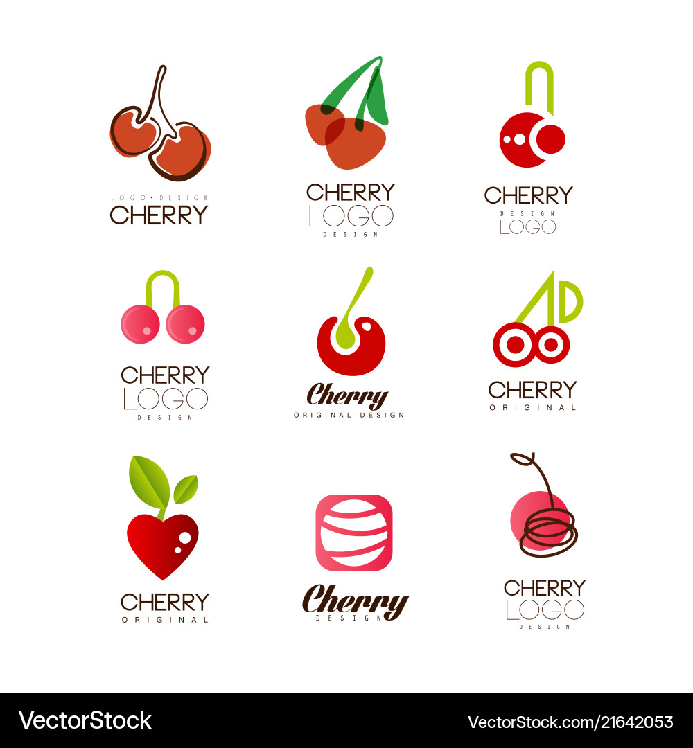 Cherry logo design set creative templates can Vector Image