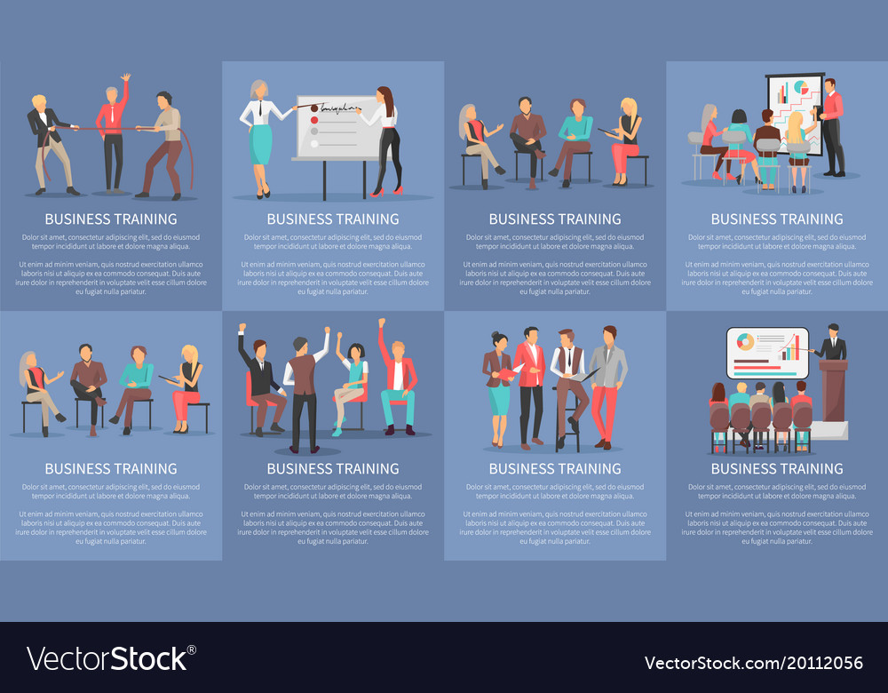 Business training seminars set of posters Vector Image