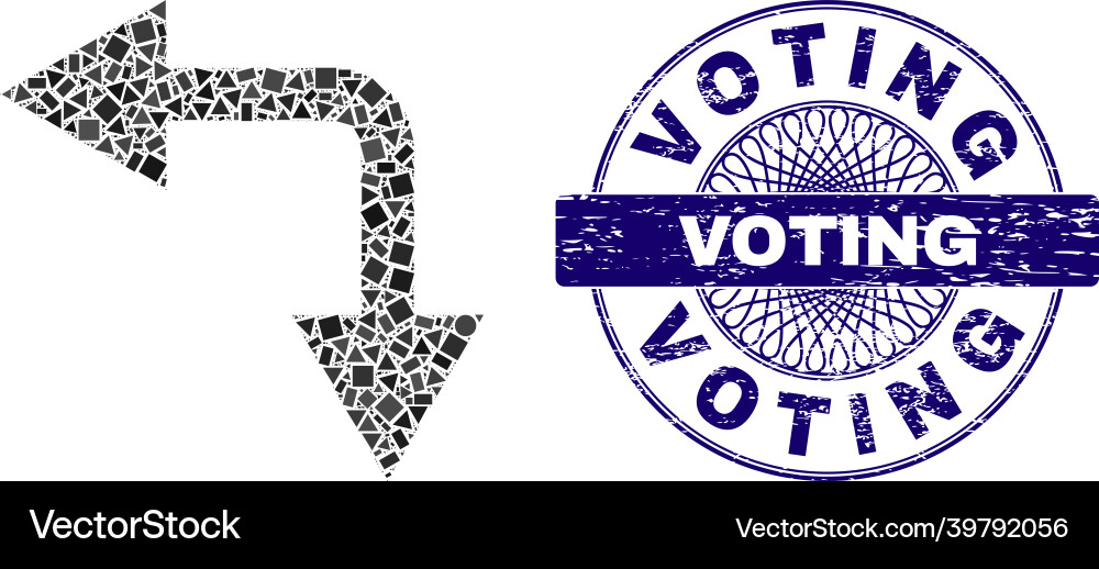 Scratched voting seal and geometric bifurcation Vector Image