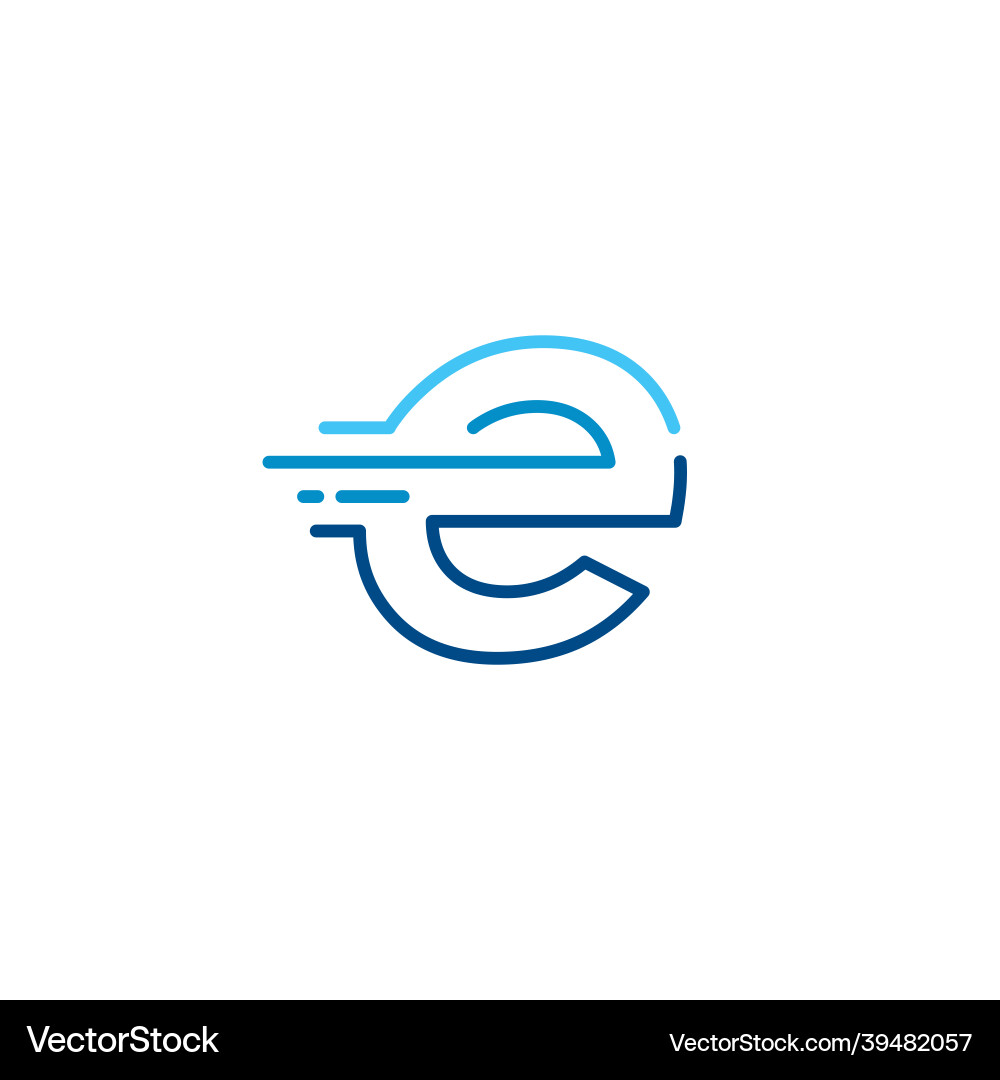 E letter dash lowercase tech digital fast quick Vector Image