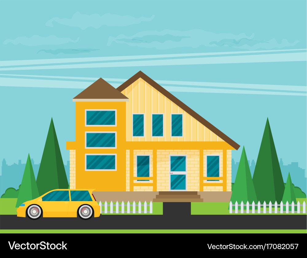 Flat residential house Royalty Free Vector Image