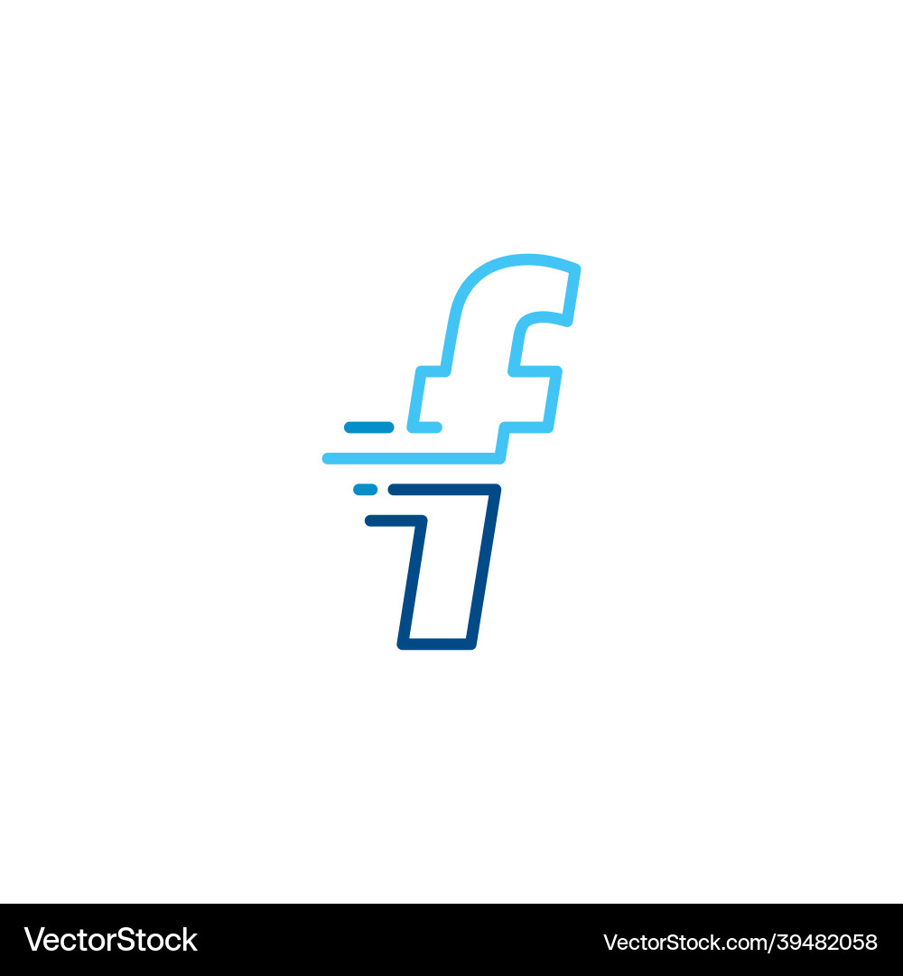 F letter dash lowercase tech digital fast quick Vector Image
