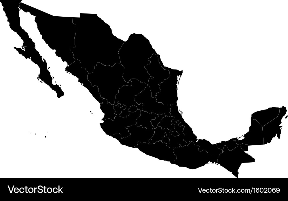 Black Mexico map Royalty Free Vector Image - VectorStock