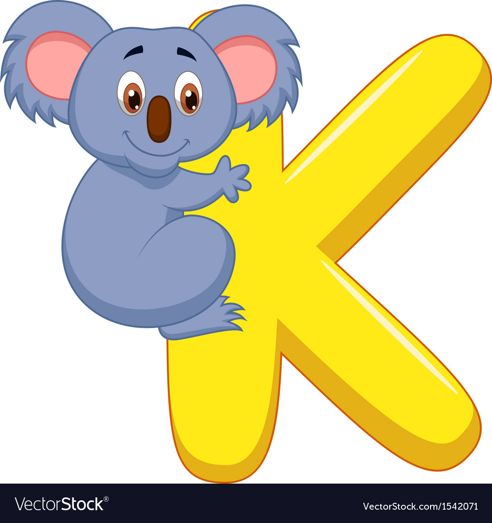 Alphabet K with Koala cartoon Royalty Free Vector Image - VectorStock