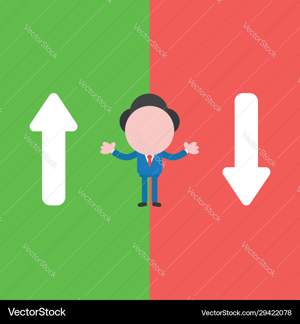 Concept businessman character with arrows Vector Image