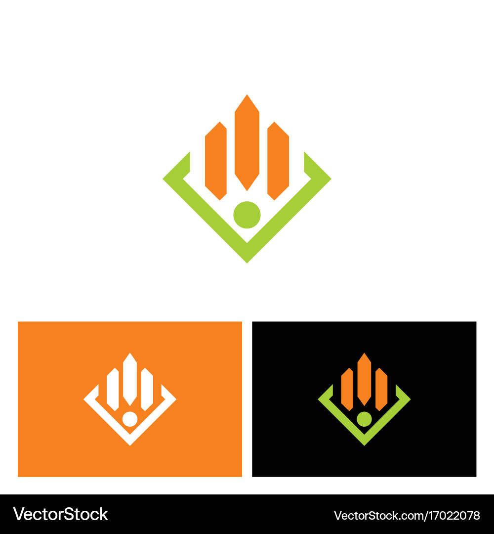 Square line building business logo Royalty Free Vector Image