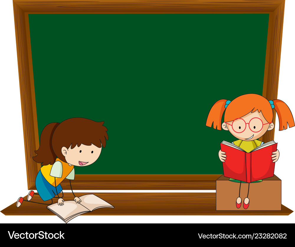 Doodle girl on blackboard Royalty Free Vector Image