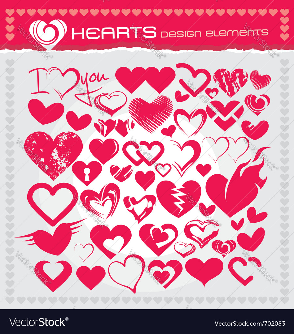 Heart design elements Royalty Free Vector Image