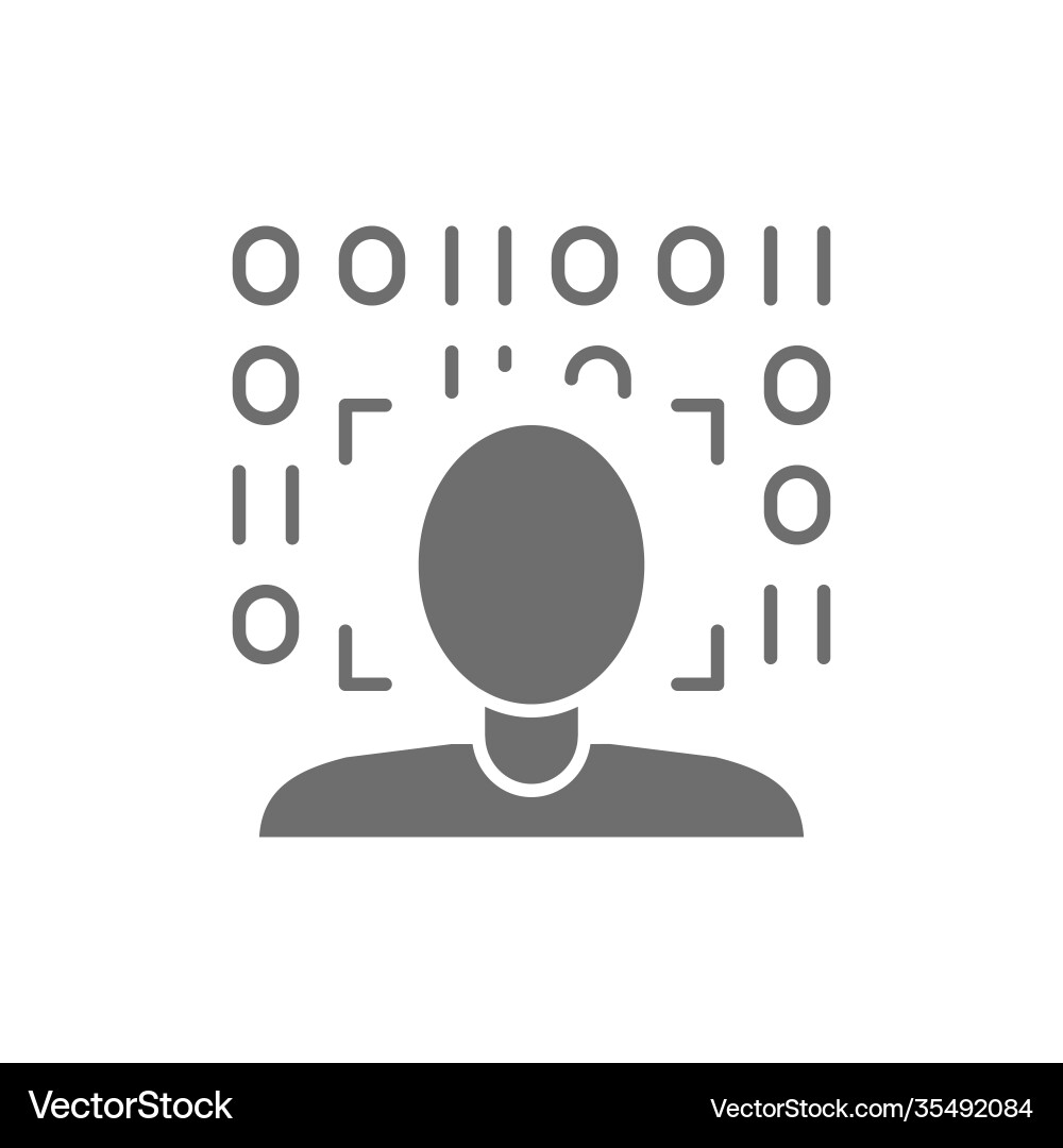 Biometric face verification scan grey icon Vector Image