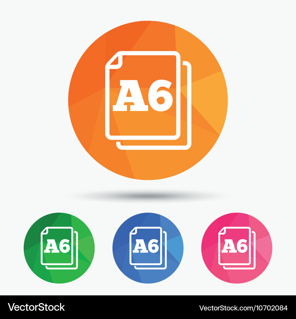 Paper size a6 standard icon document symbol Vector Image