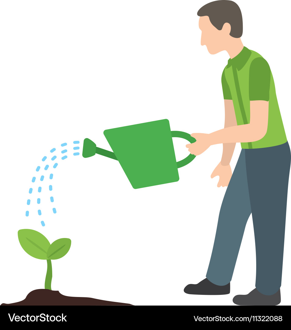 Man watering plant Royalty Free Vector Image - VectorStock