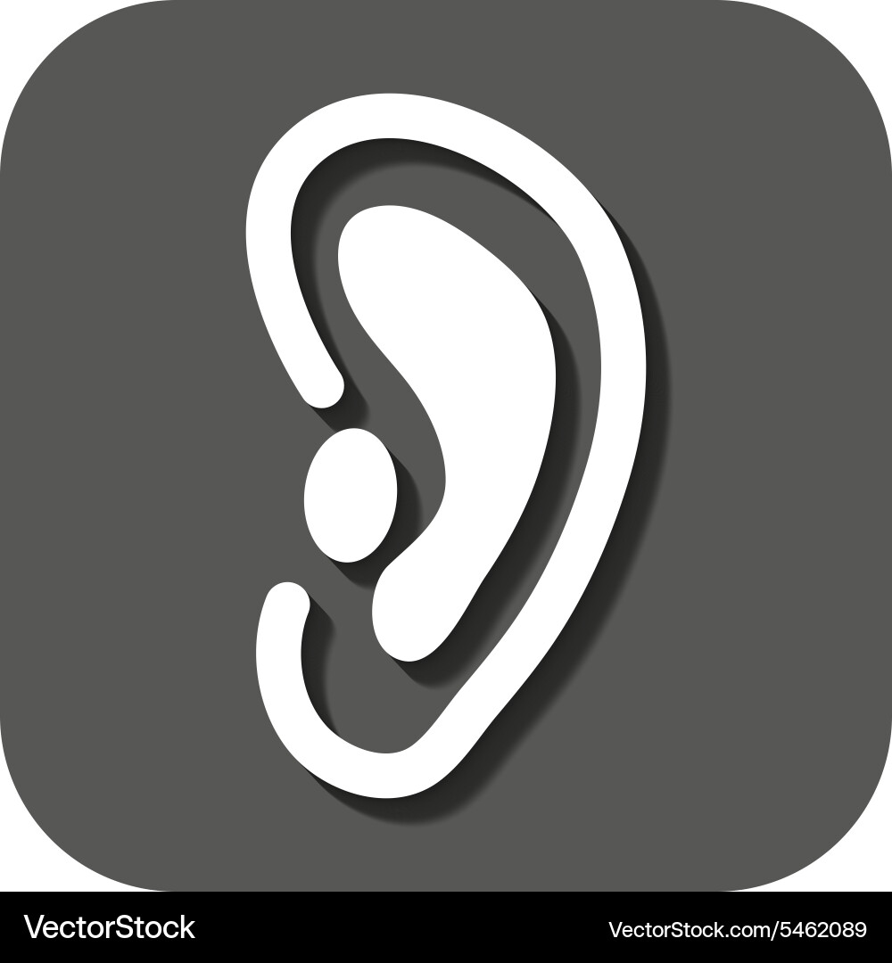 The ear icon Listen symbol Flat Royalty Free Vector Image
