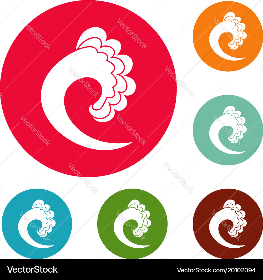 Wave ocean icons circle set Royalty Free Vector Image
