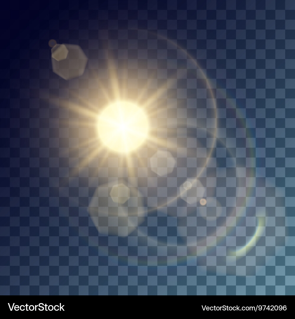 Golden sun with light effects Royalty Free Vector Image