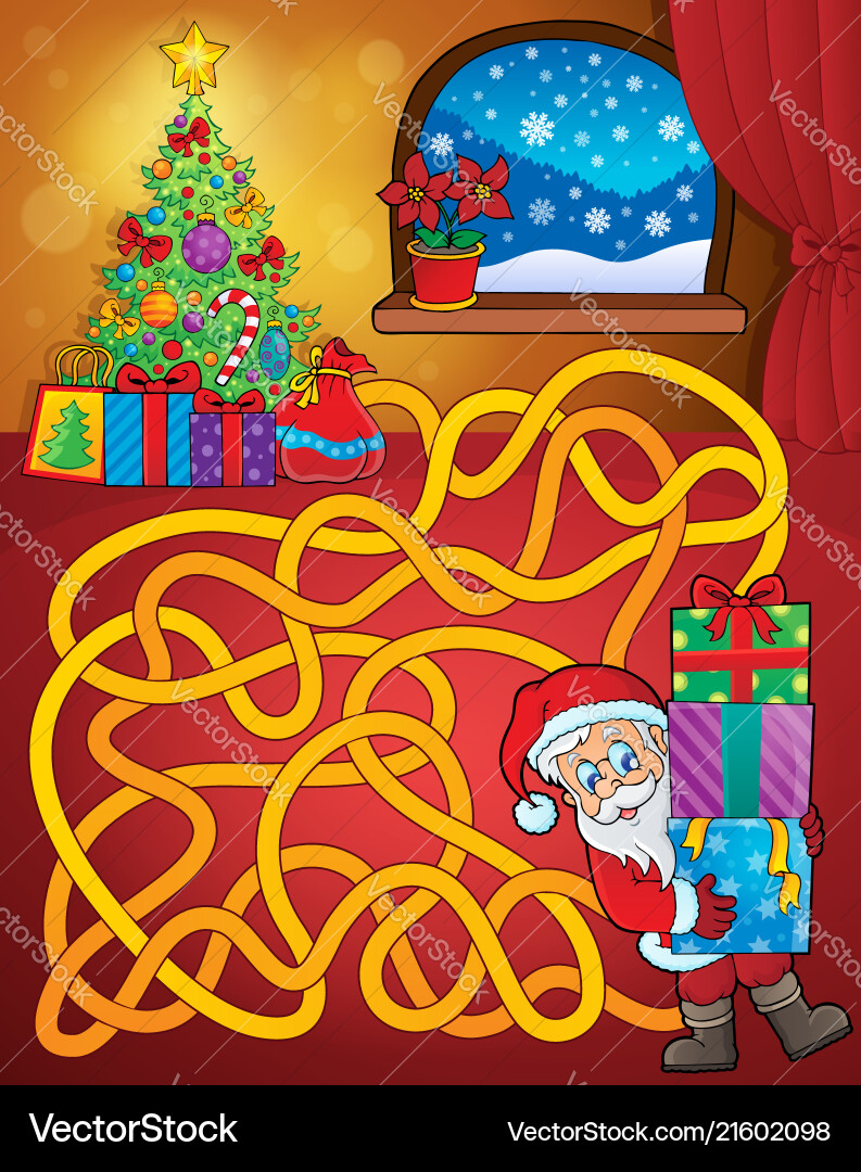 Maze 21 with christmas theme Royalty Free Vector Image