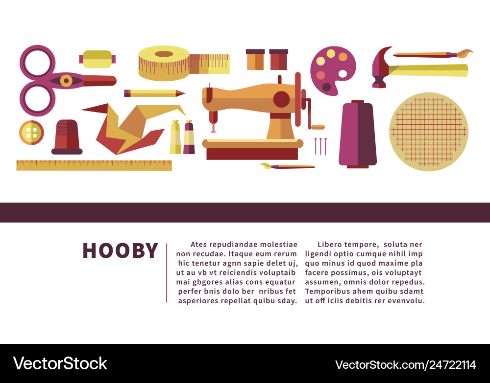 Hobby or handmade craft tools and materials art Vector Image