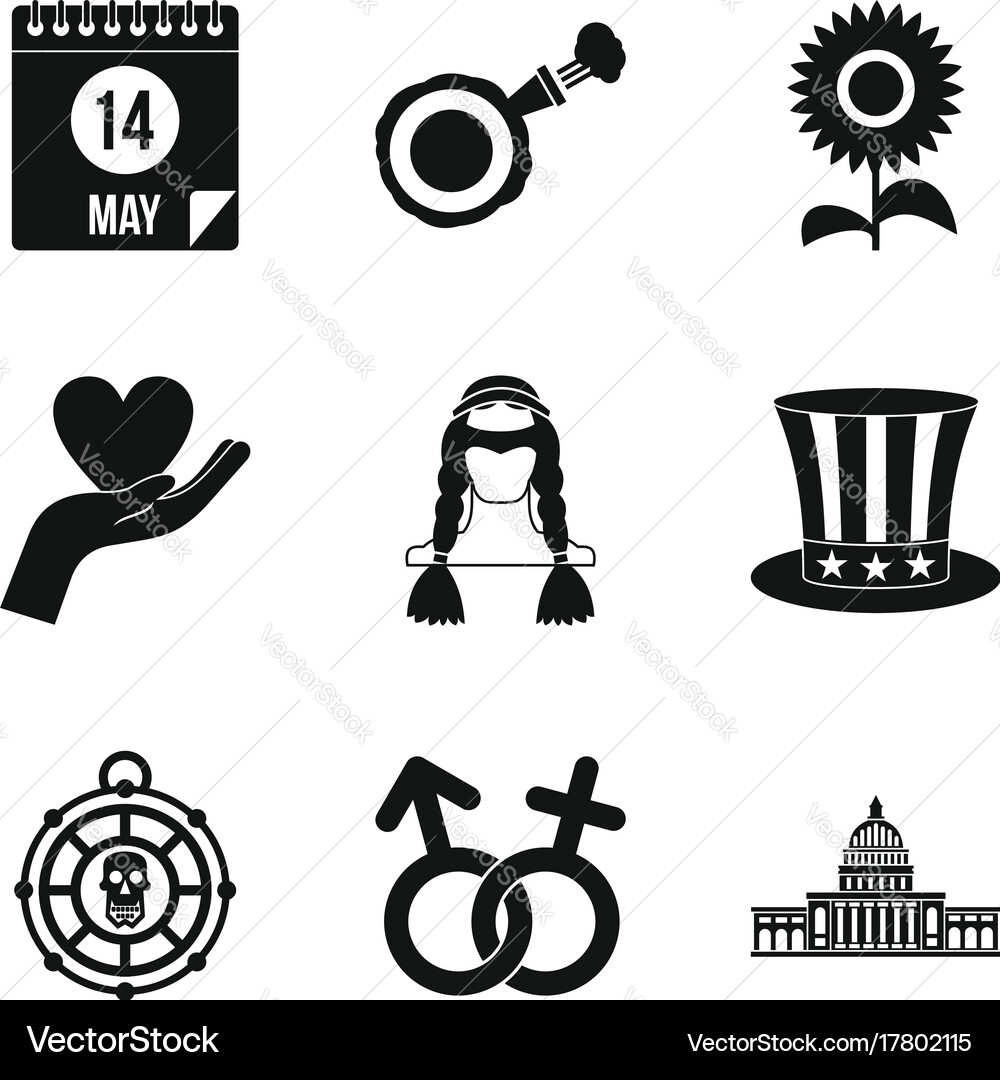 Time for celebration icons set simple style Vector Image