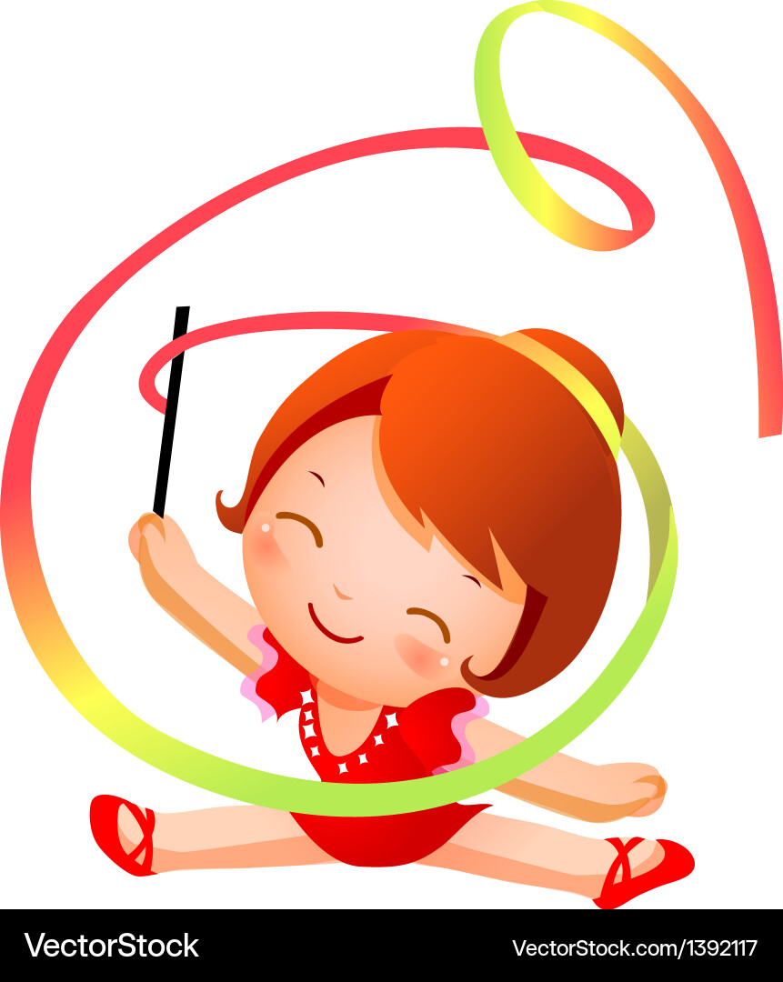 Girl practicing rhythmic gymnast performing Vector Image