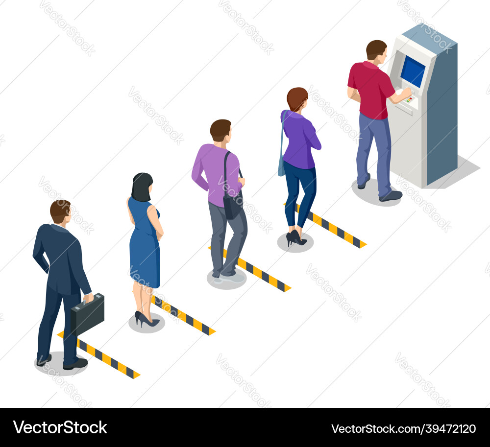 Isometric man waiting for the credit card Vector Image