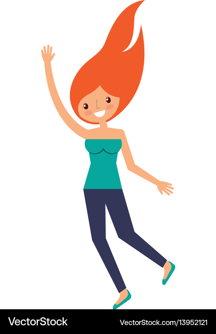 Young woman jumping character Royalty Free Vector Image