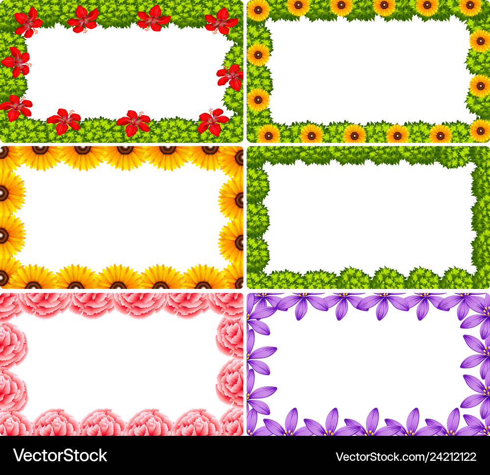 Set of flower border Royalty Free Vector Image
