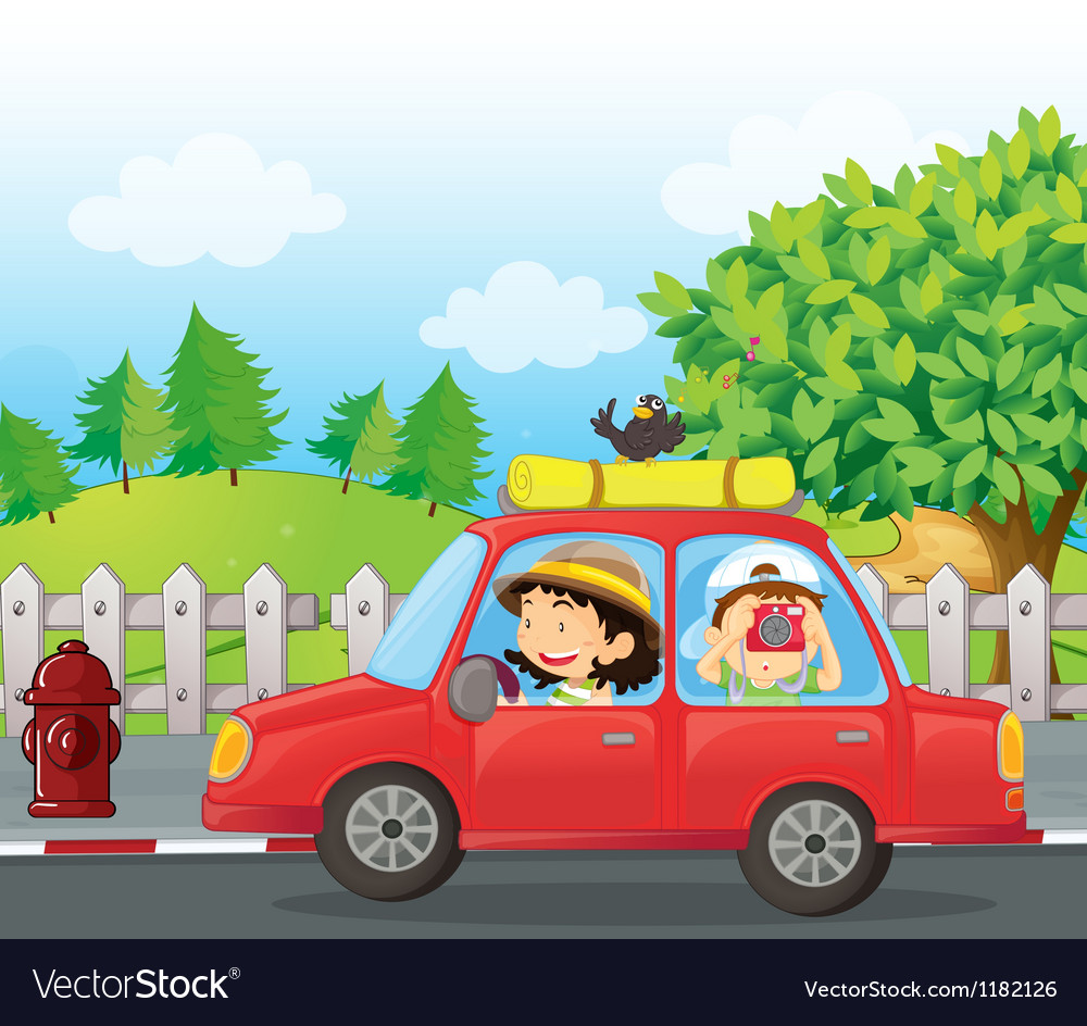 Cartoon Roadtrip Car Royalty Free Vector Image - VectorStock