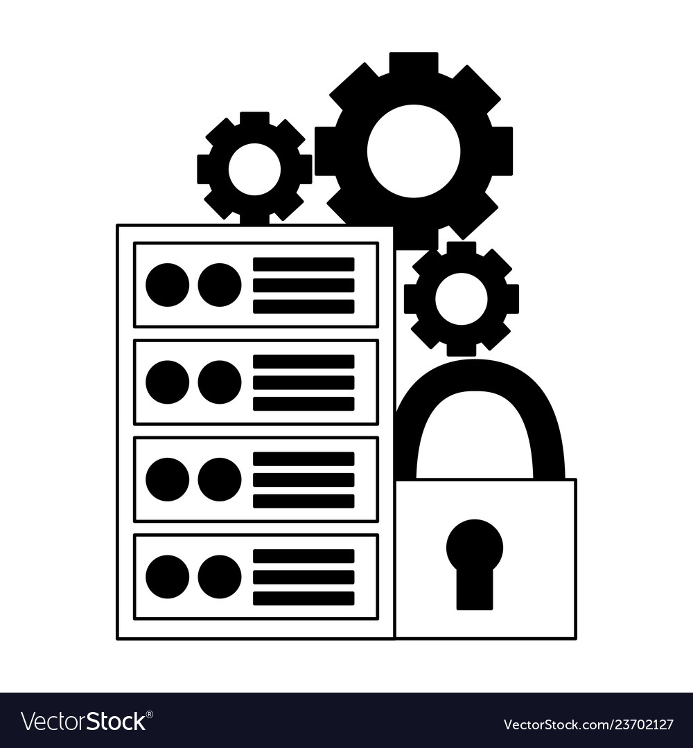 Computer case padlock security settings Royalty Free Vector