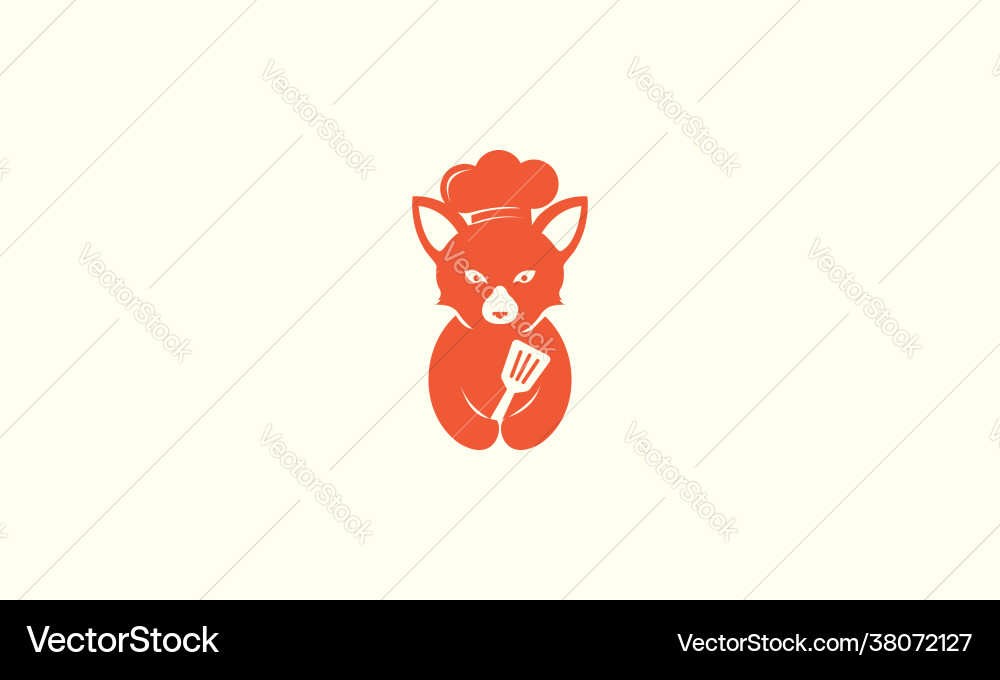 Cute animal fox with chef logo symbol icon Vector Image