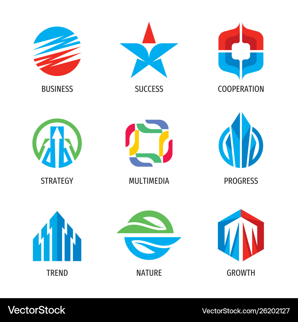 Logo set - abstract business sign strategy Vector Image