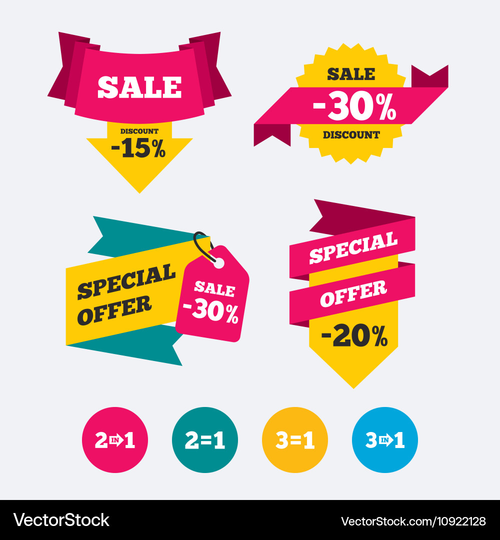 Special offer icons take two pay for one sign Vector Image