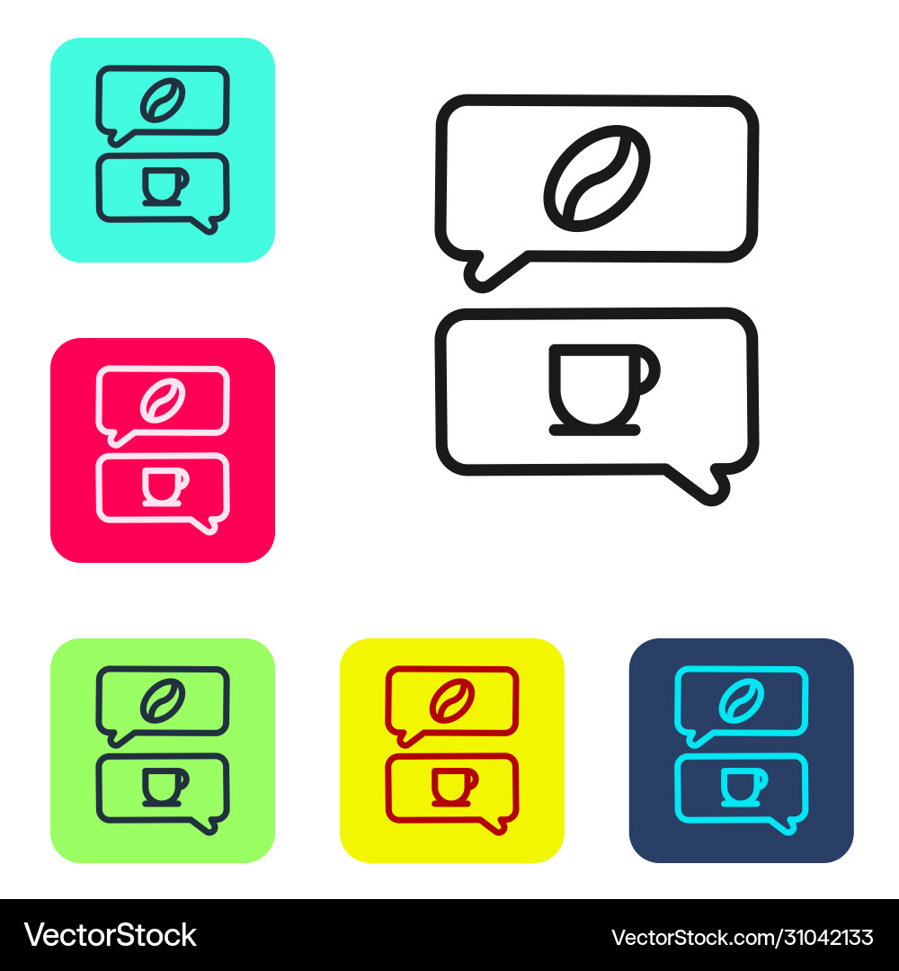 Black line coffee and conversation icon isolated Vector Image