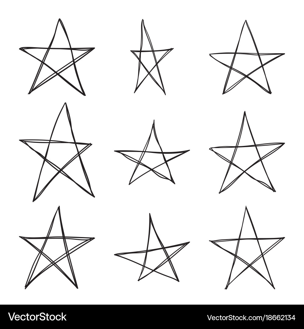 Set hand drawn star Royalty Free Vector Image - VectorStock