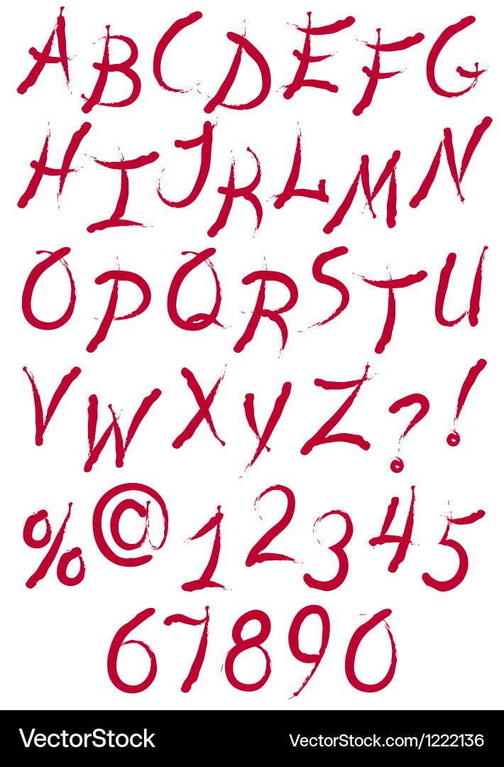 Ink calligraphy alphabet Royalty Free Vector Image