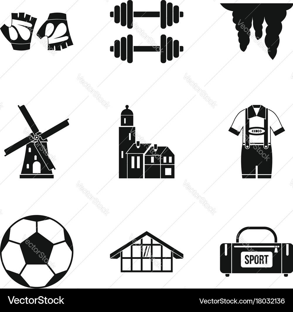 Training camp icons set simple style Royalty Free Vector